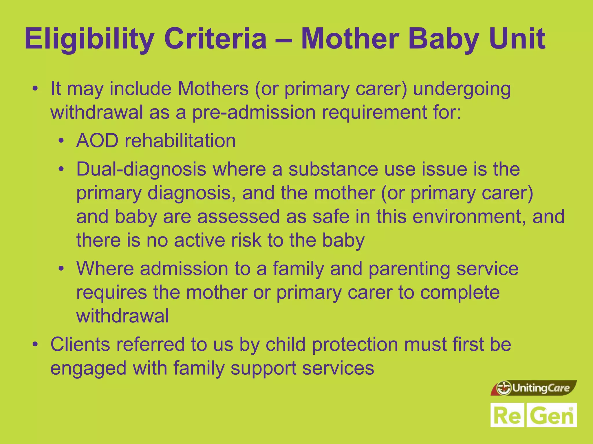 Curran Place Adult & Mother Baby Withdrawal Service (08/06/17) | PPTX