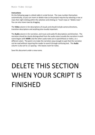 Rose bishay music video first draft script | PDF