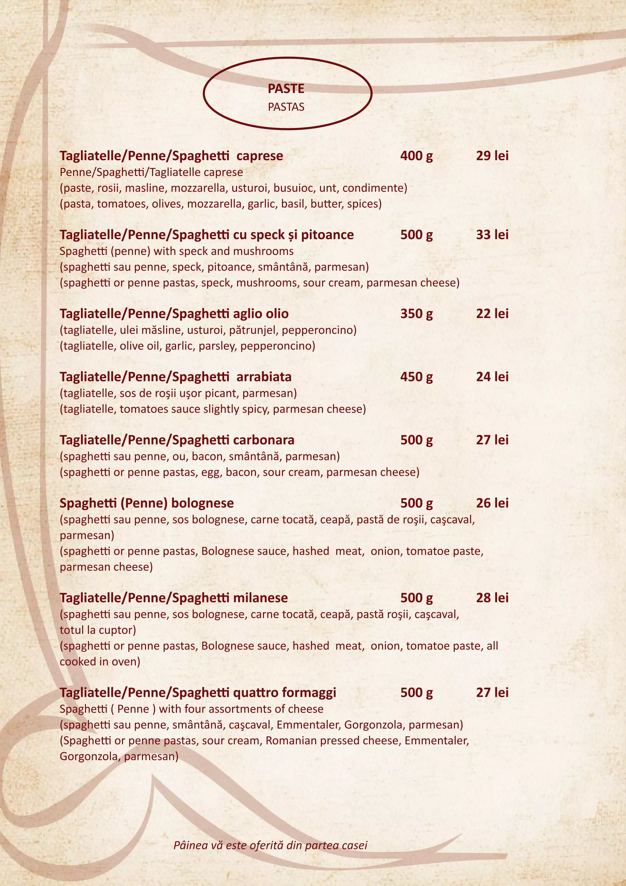 Rosecas - restatuant si terasa - Oradea - Meniu Martie 2019 | PDF ...