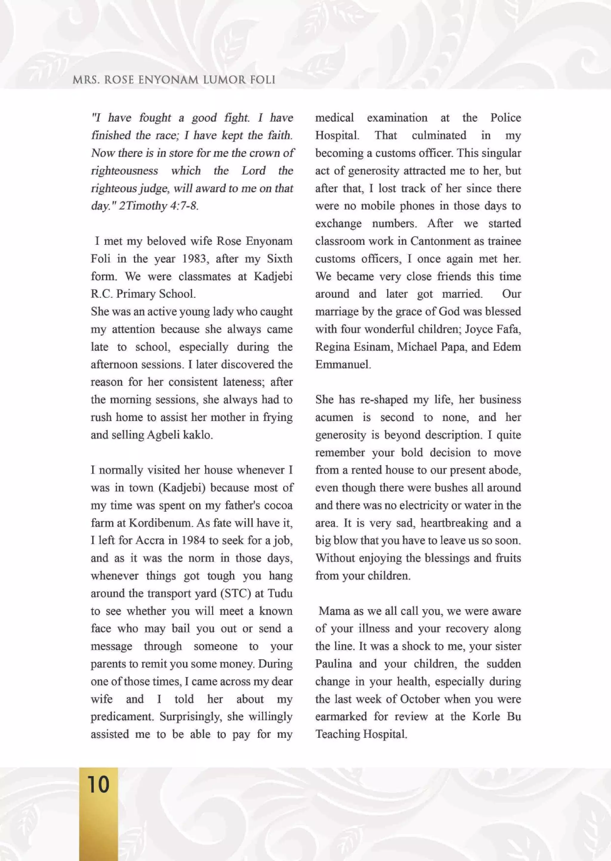 ROSE ENYONAM LUMOR FOLI FUNERAL BROCHURE | PDF