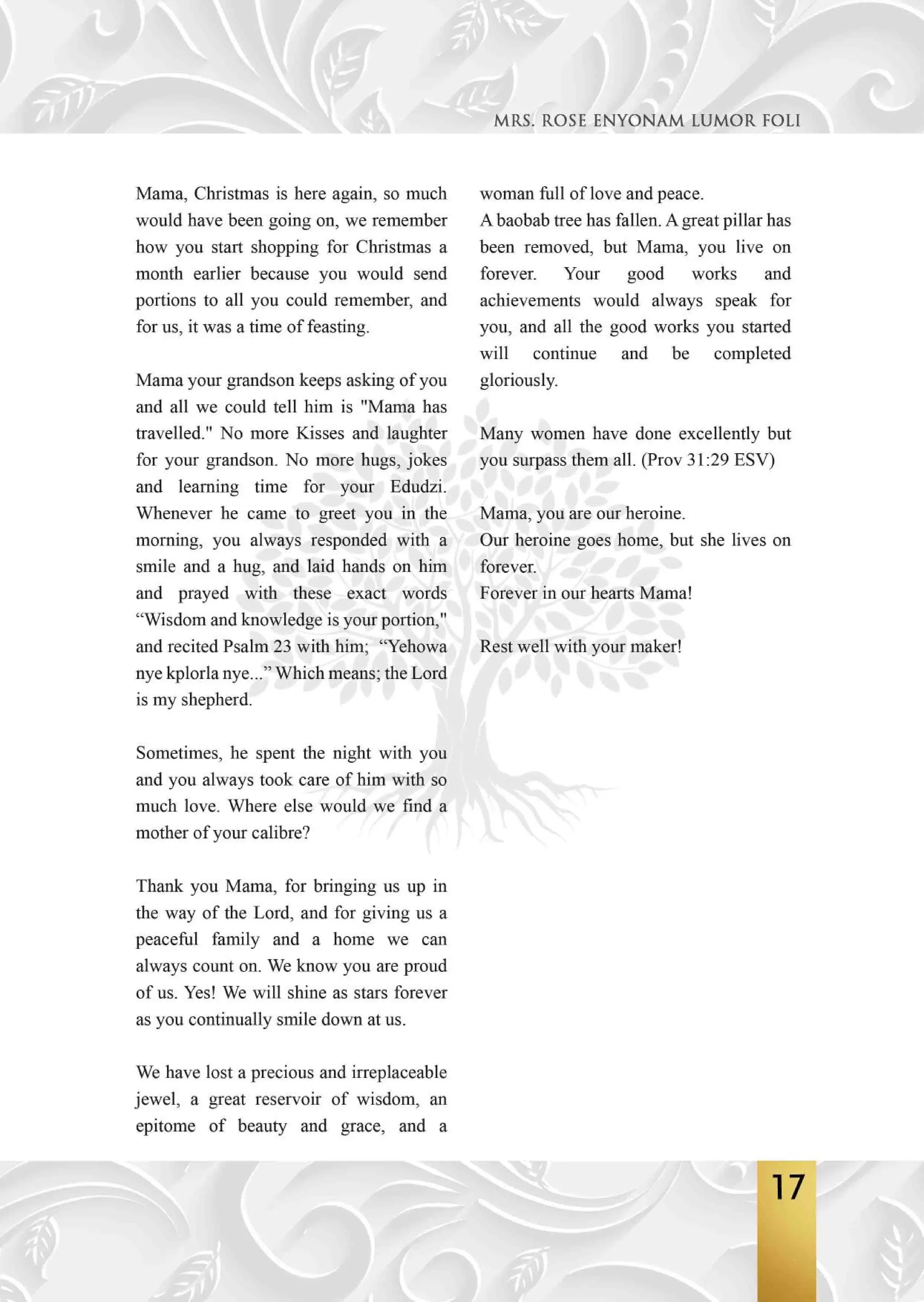 ROSE ENYONAM LUMOR FOLI FUNERAL BROCHURE | PDF