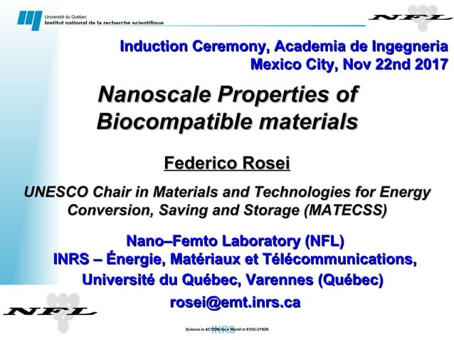 Nanoscale Properties of Biocompatible materials | PPT | Chemistry | Science