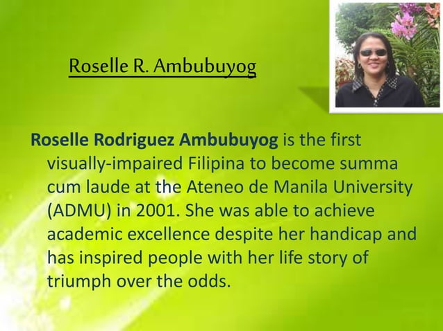 Roselle Ambubuyog as Inspirational person | PPTX
