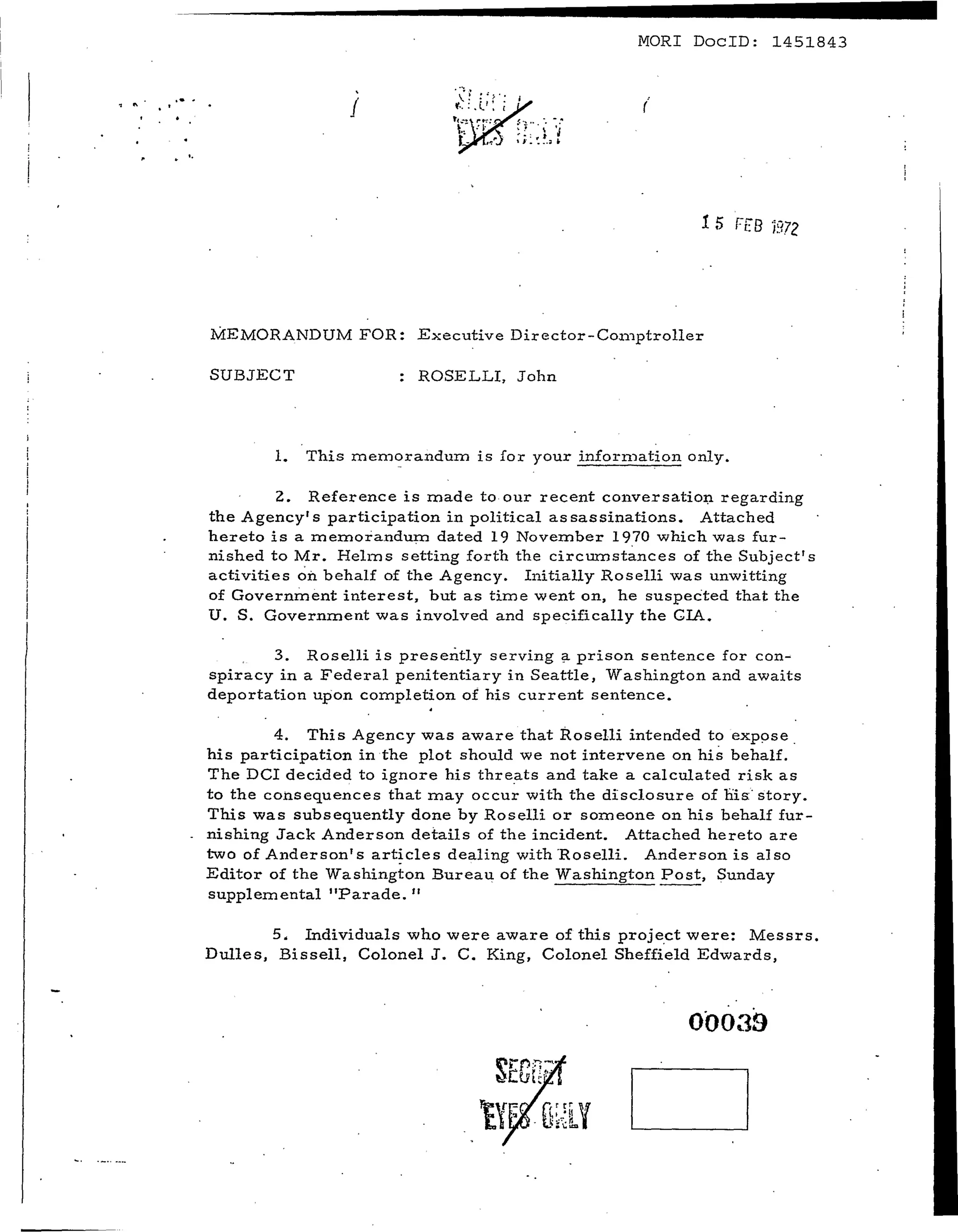 Johnny Roselli dossier | PDF