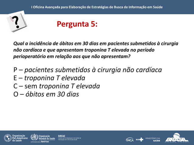 Etapas do desenvolvimento da busca: análise da pergunta de pesquisa ...