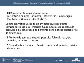 Etapas do desenvolvimento da busca: análise da pergunta de pesquisa ...