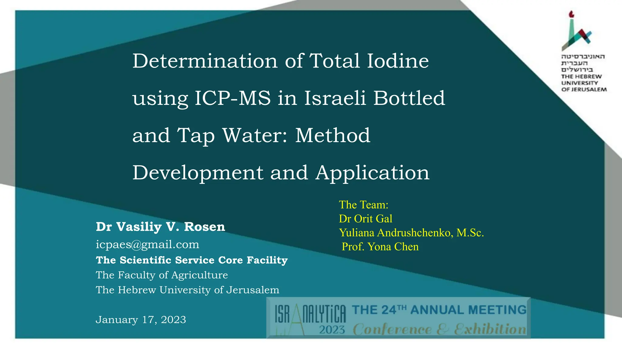 Determination of Total Iodine using ICP-MS in Israeli Bottled and Tap Water: Method Development ...