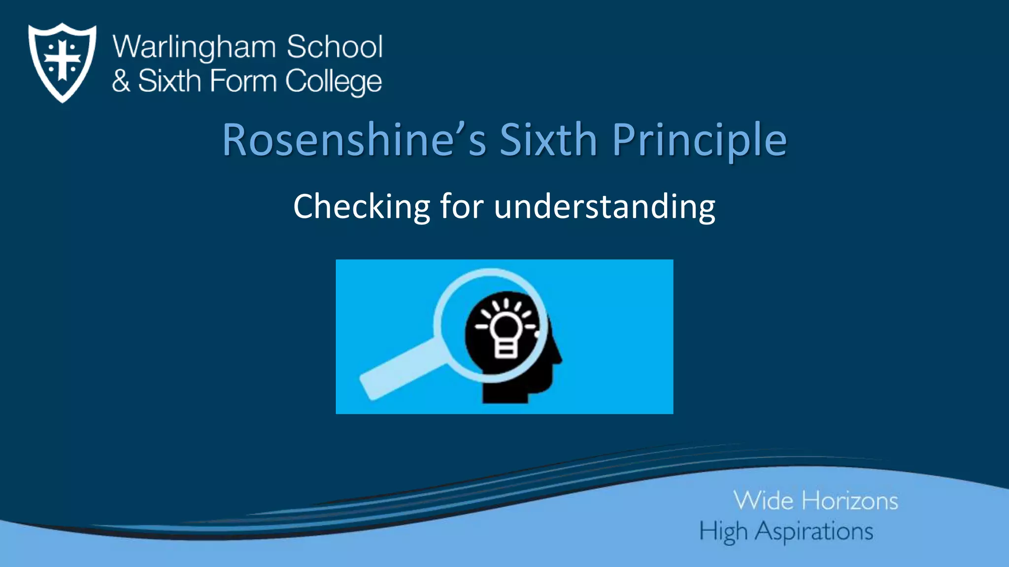 Rosenshine's Principles of instruction #6 - Check understanding | PPTX