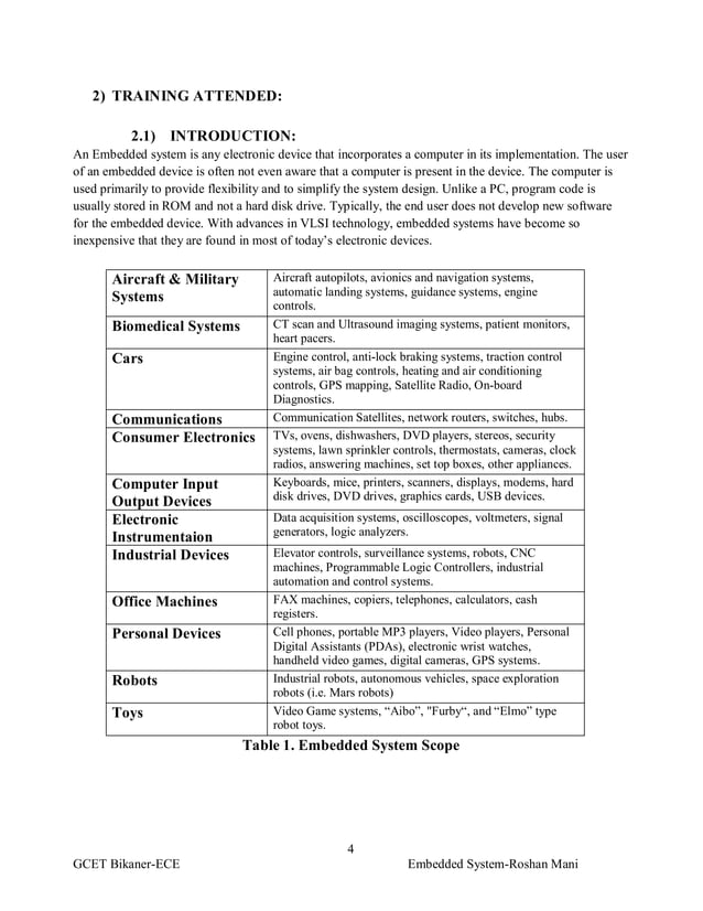 Training Report on Embedded System | PDF