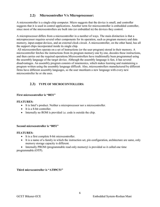 Training Report on Embedded System | PDF