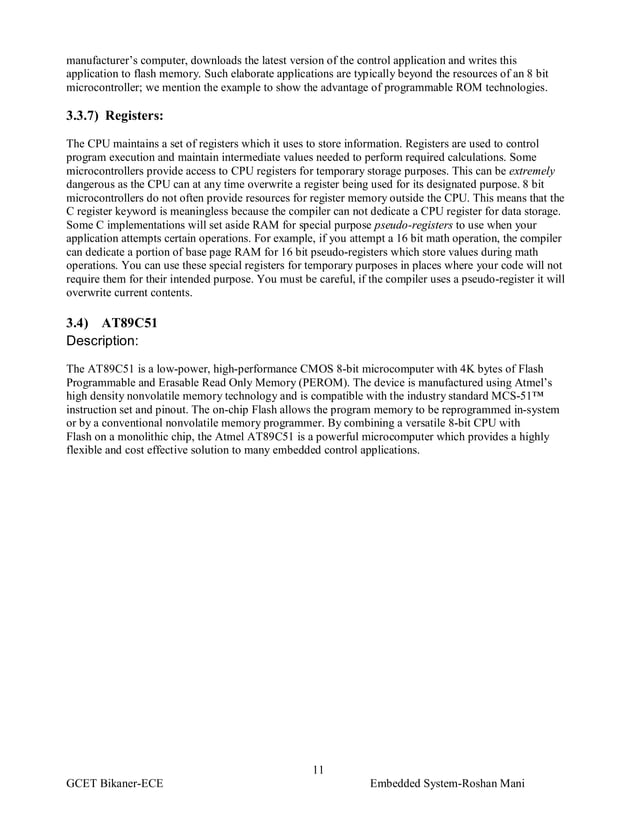 Training Report on Embedded System | PDF