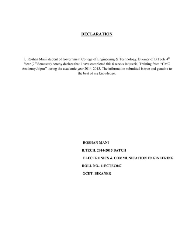 Training Report on Embedded System | PDF