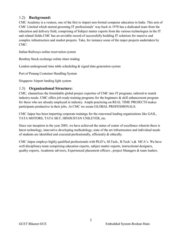 Training Report on Embedded System | PDF