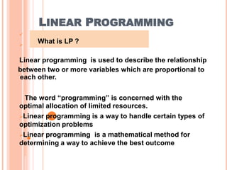 LINEAR PROGRAMMING | PPT
