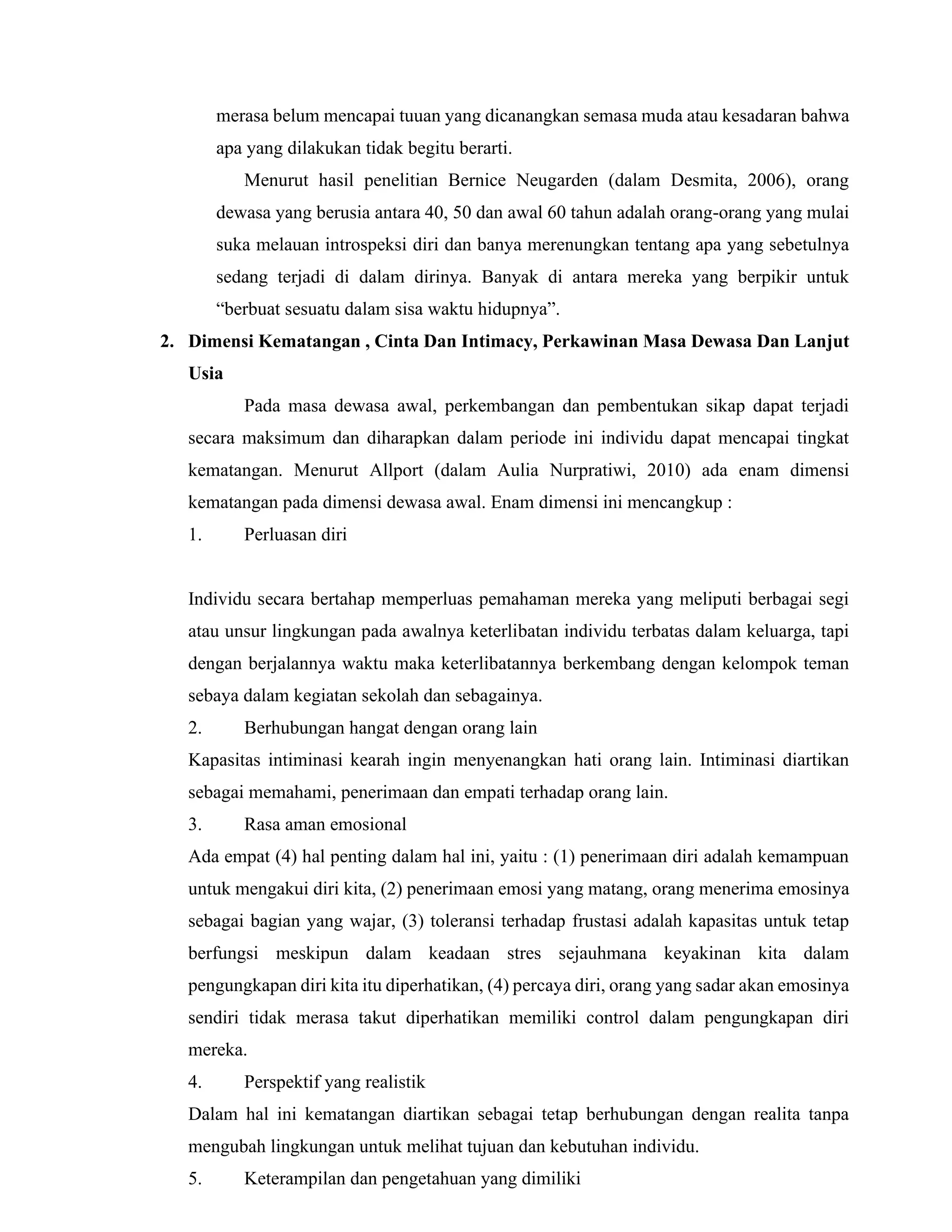 makalah perkembangan masa dewasa dan lanjut usia | PDF