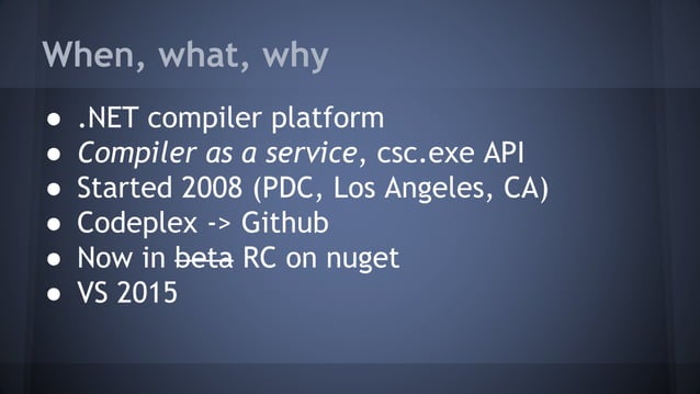 .NET compiler platform codename Roslyn | PPT