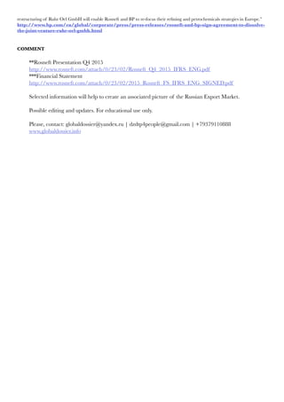 Research Journal Dossier Example: Rosneft | For educational use only | PDF