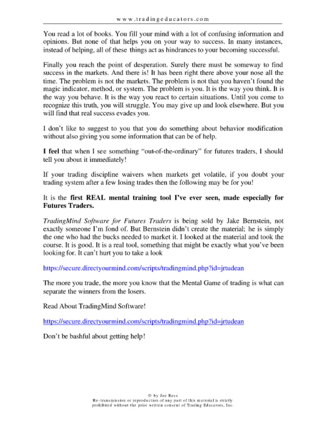 Ross, Joe - Thoughts on Trading | PDF