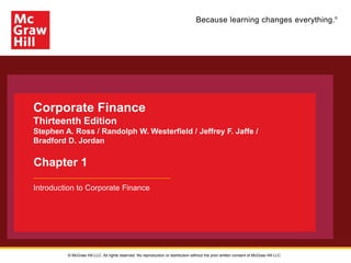 Ross_Corporate_13e_CH01-Introduction to Corporate Finance | PPTX