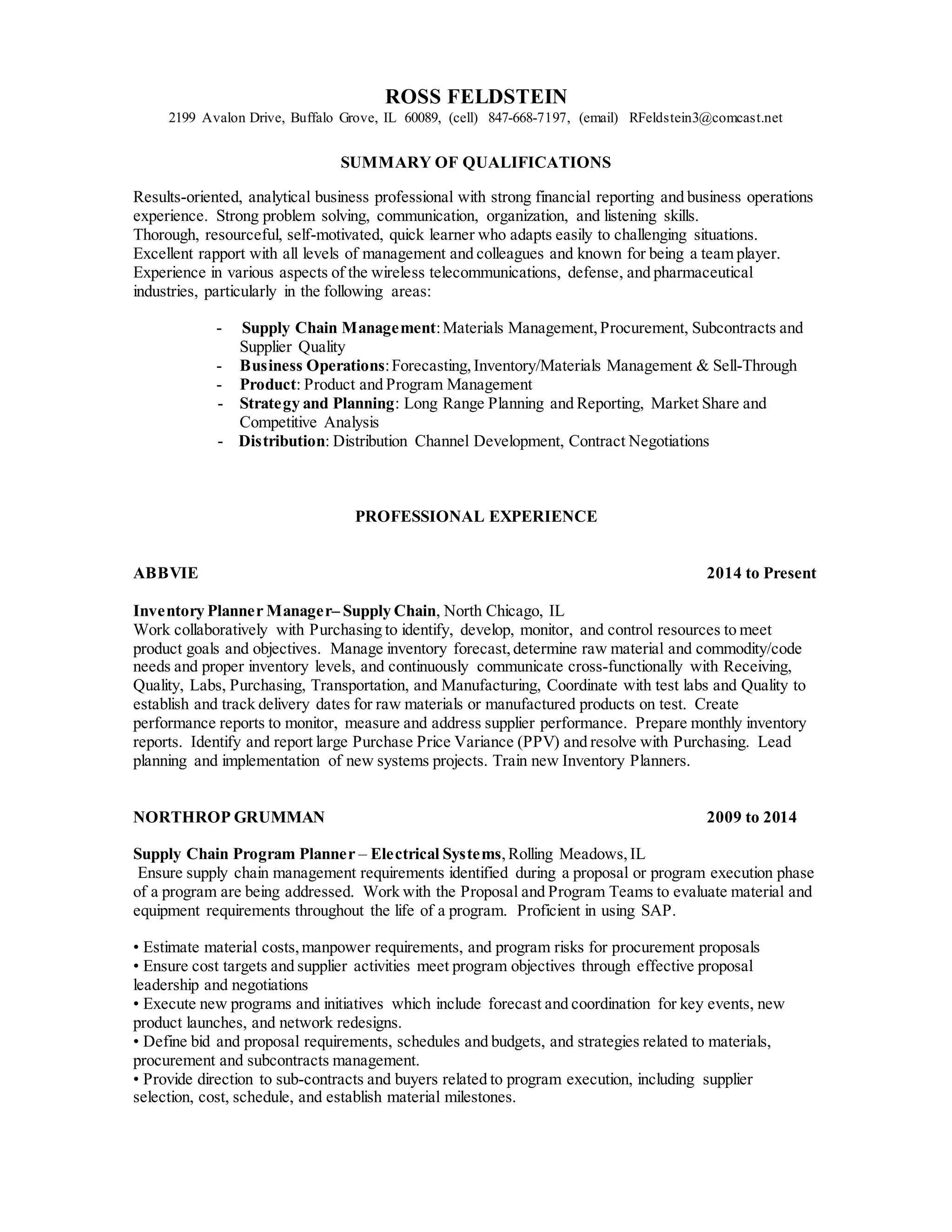 Ross feldstein resume (18) | DOCX