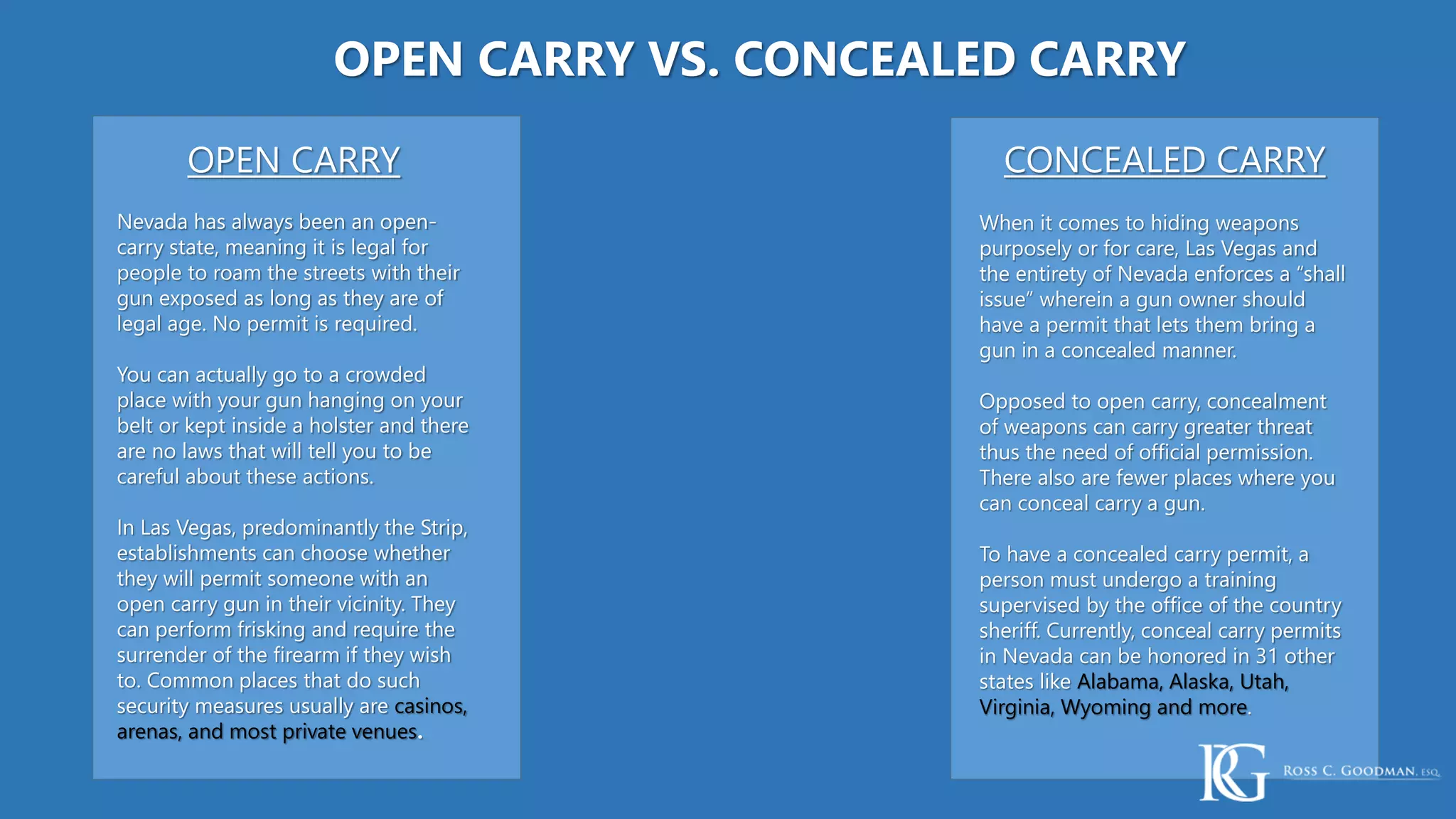 Las Vegas Open Carry and Concealed Carry Gun Laws | PPT