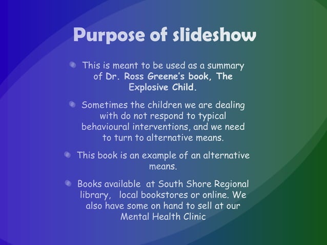 The Explosive Child: Summary CPS by Dr. Ross Greene | PPTX