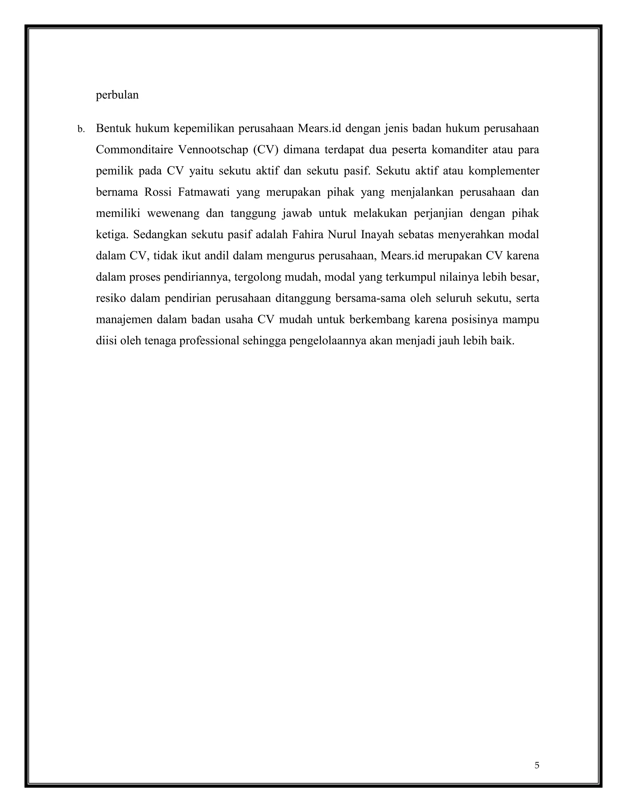 Rossi fatmawati 6018210059 bisnis plan | PDF