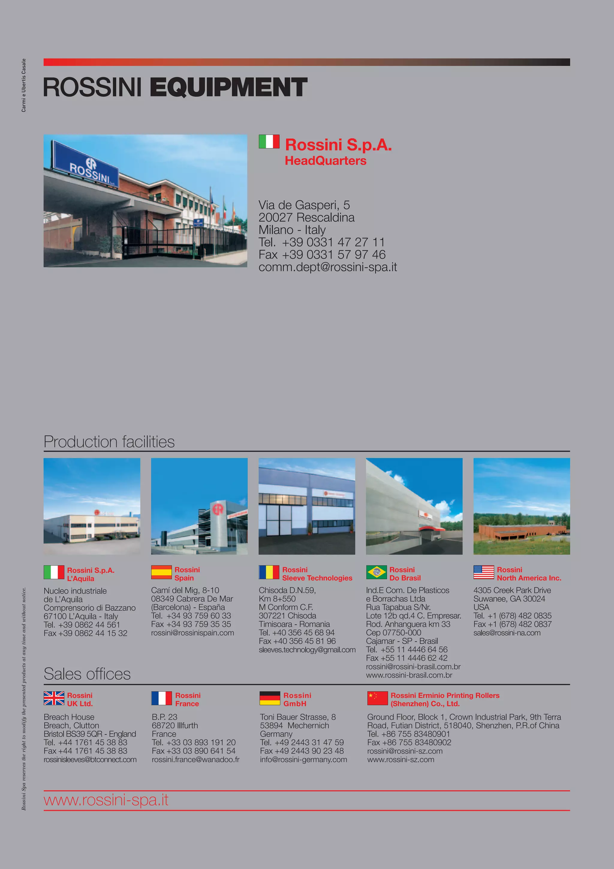 Rossini Equipment | PDF