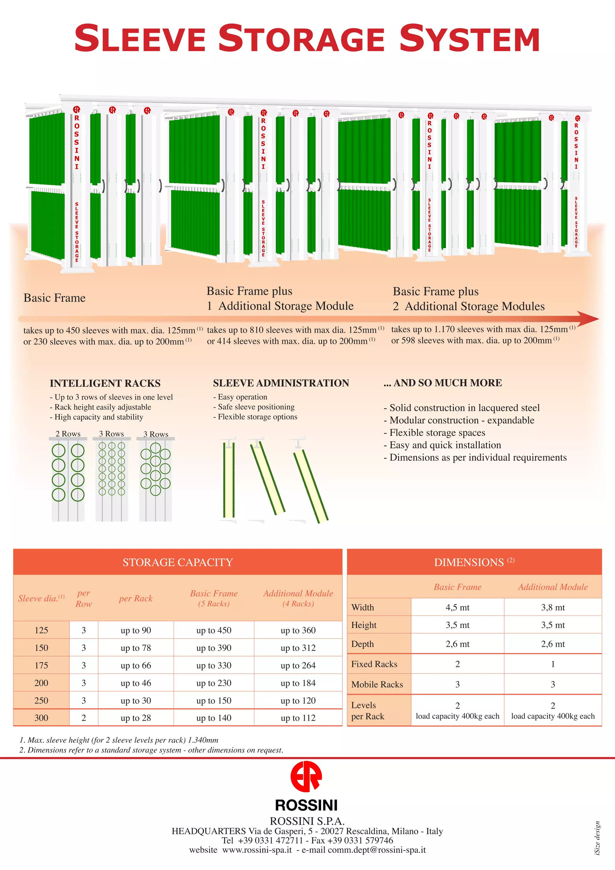 Rossini Sleeve Storage Brochure | PDF