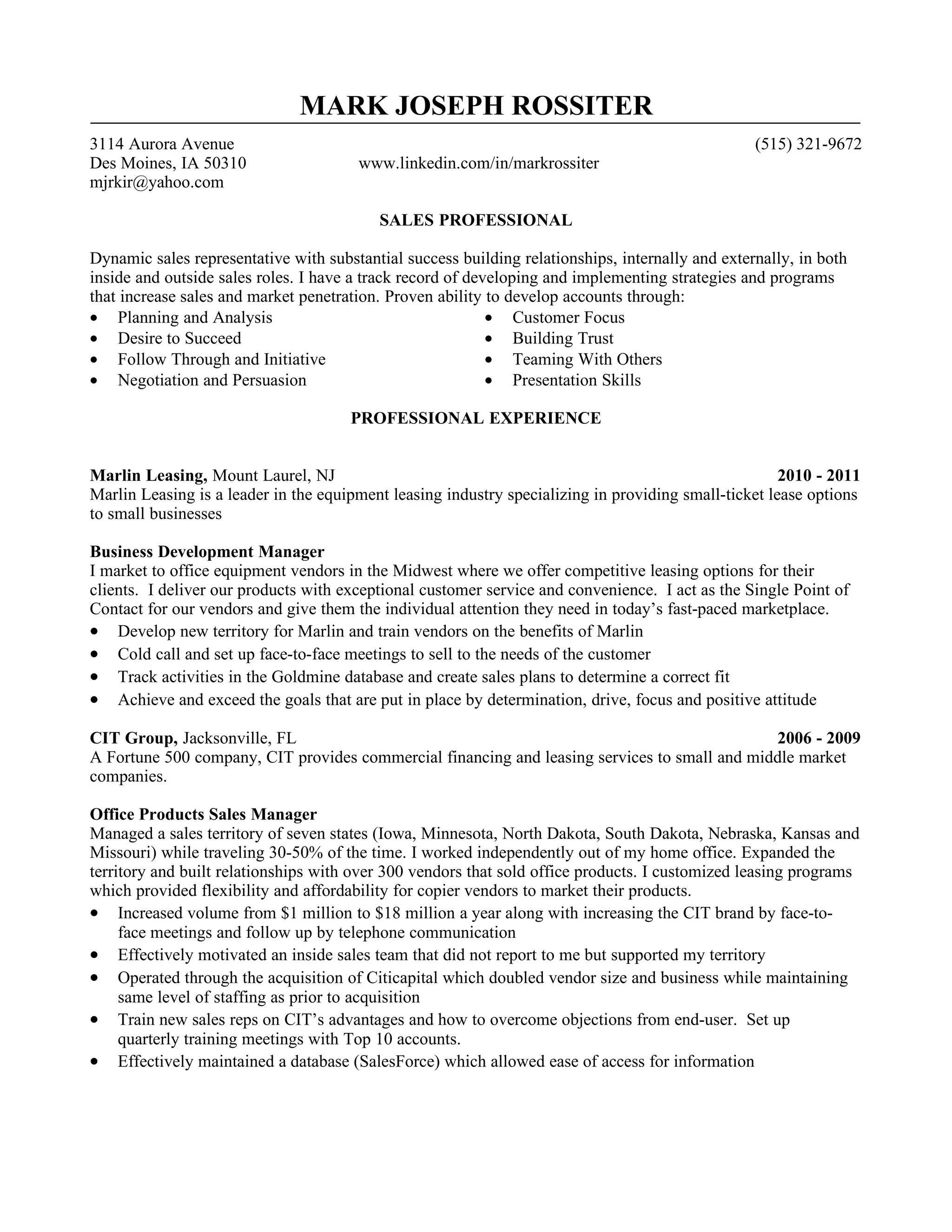 Rossiter,Mark - Resume | DOC