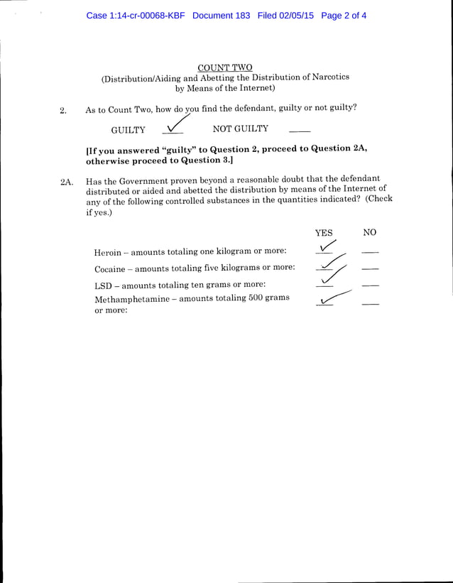 Ross 'silk road' ulbricht jury verdict form | PDF