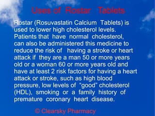 Rostar (Rosuvastatin Calcium Tablets) | ODP