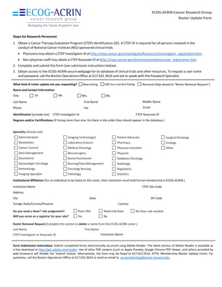 ECOG-ACRIN Roster Update Form | PDF