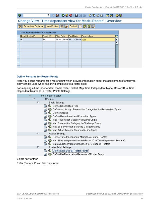 Roster Configuration (Payroll) in SAP ECC 6 0 V.pdf | Computing ...
