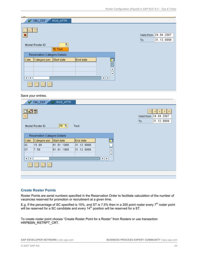 Roster Configuration (Payroll) in SAP ECC 6 0 V.pdf | Computing ...