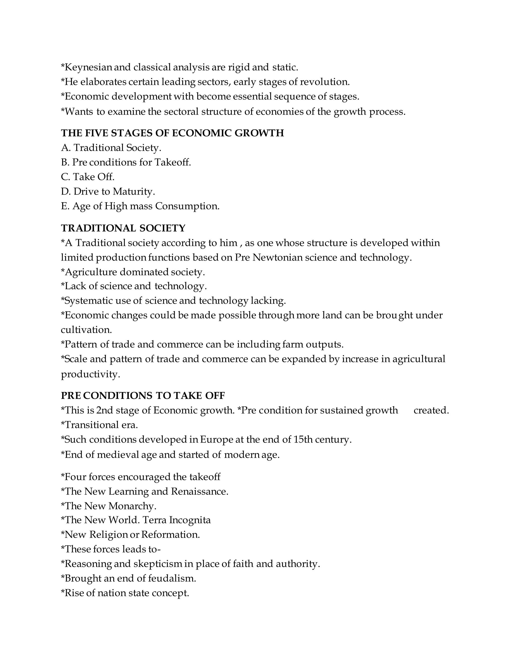 Rostow Stages of Economic Growth | DOCX