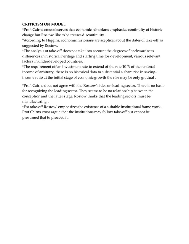 Rostow Stages of Economic Growth | PDF