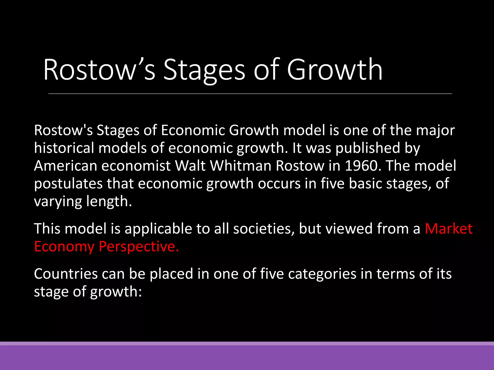 Rostow's Stages of Economic Growth: A Capitalist Approach | PPTX