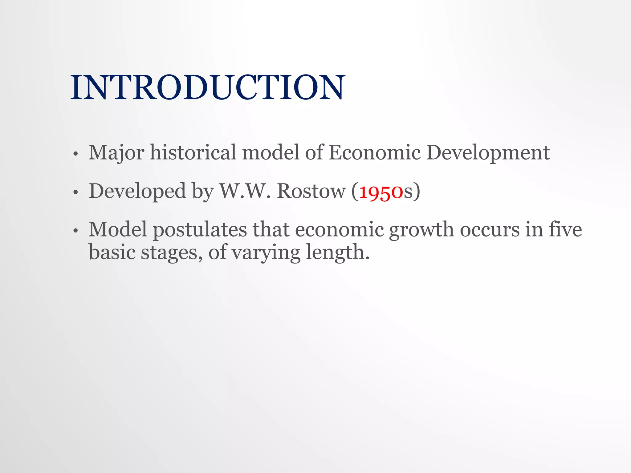 Rostows Stages of Economic Development and It’s Implication in ...