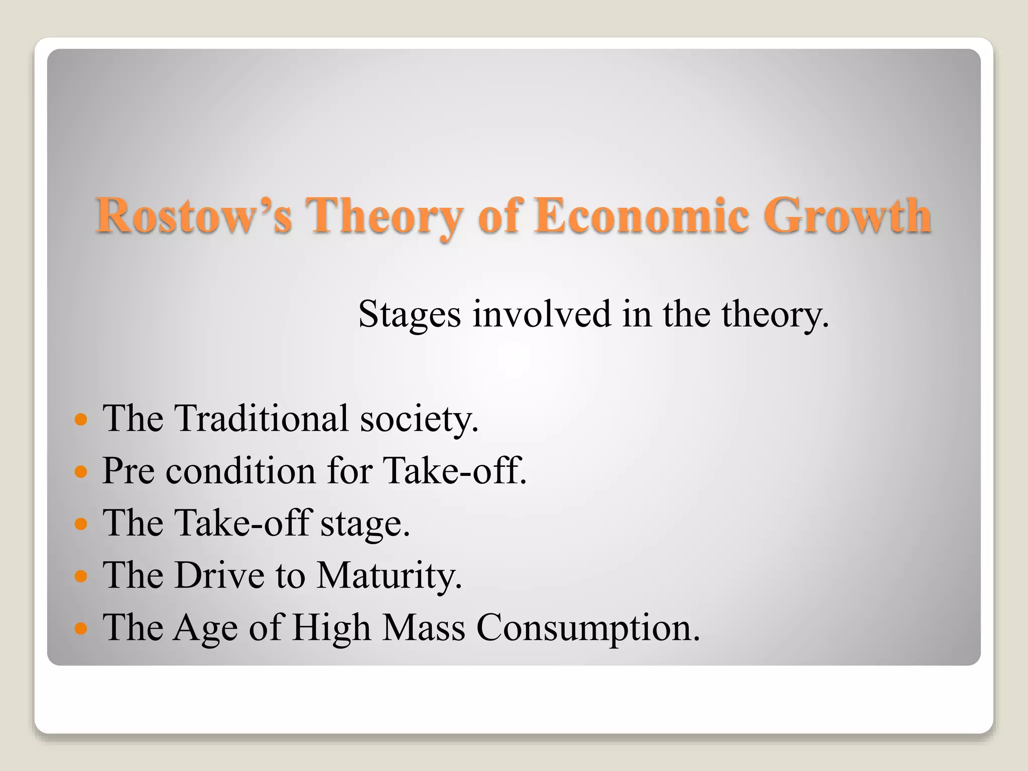 Rostow theory of economic growth | PPTX
