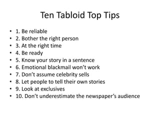 Tips for working with journalists | PPT