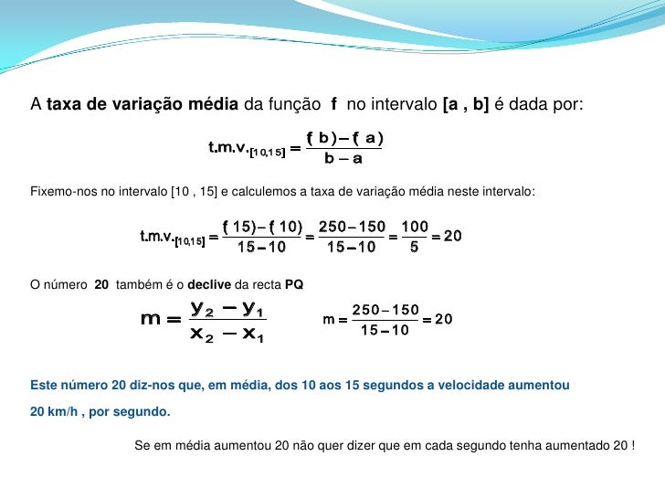 Formula Da Taxa De Variacao Matematica