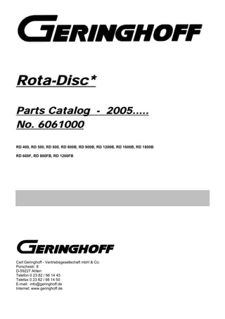 Geringhoff Rota disc2005 parts catalog | PDF