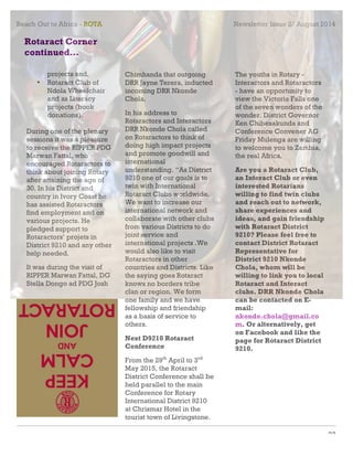 Rota newsletter- august 2014 | PDF | Medical Health