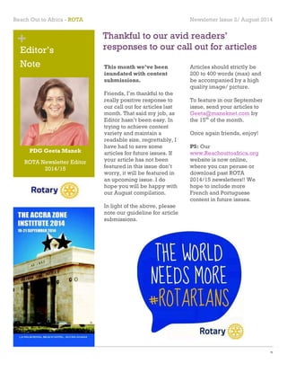 Rota newsletter- august 2014 | PDF