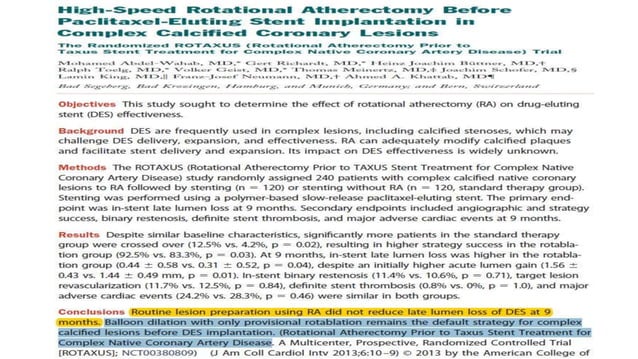 Rotablation | PPTX | Heart and Cardiovascular Diseases | Diseases and ...
