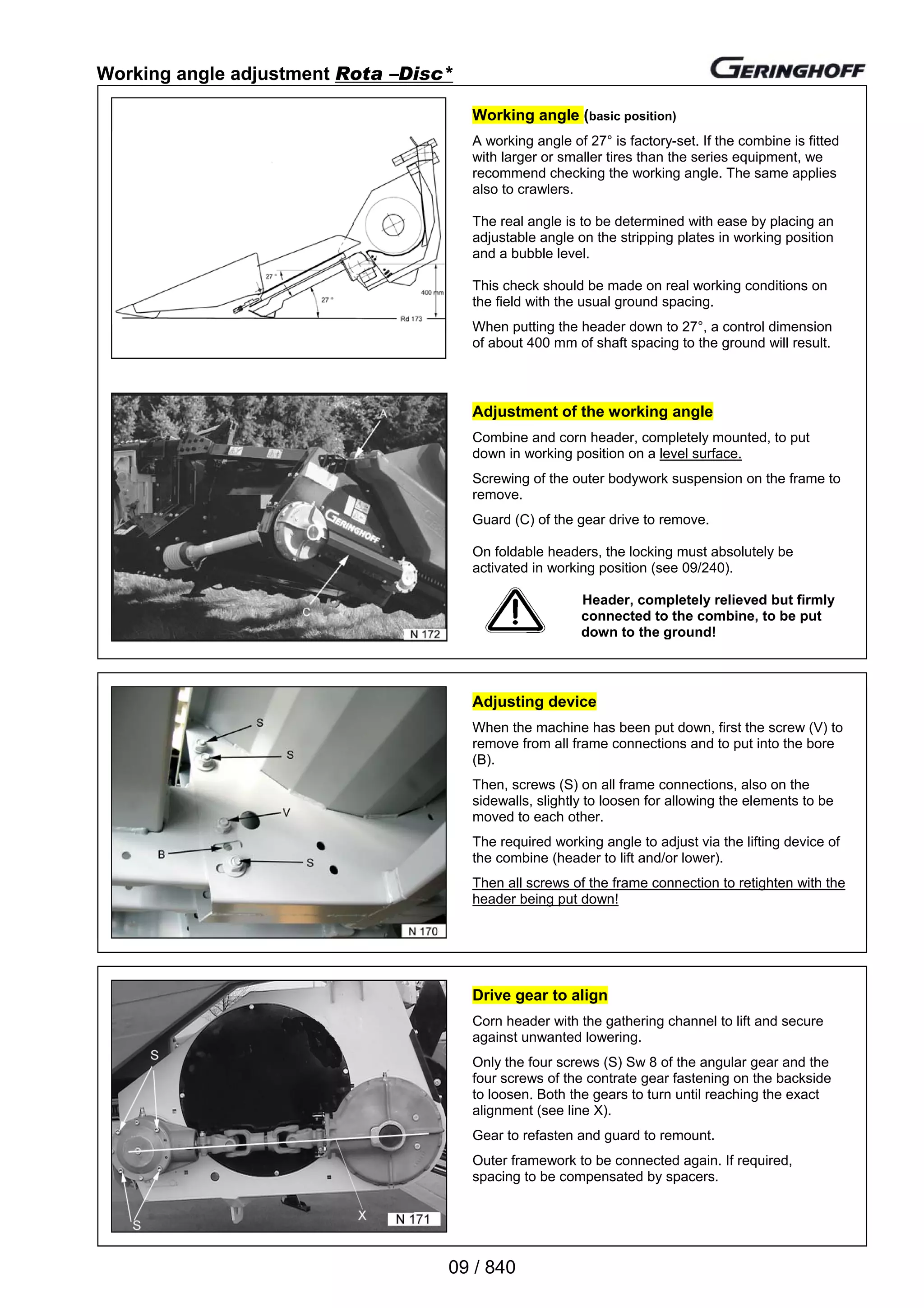Geringhoff operating instructions Rota disc 2003 | PDF
