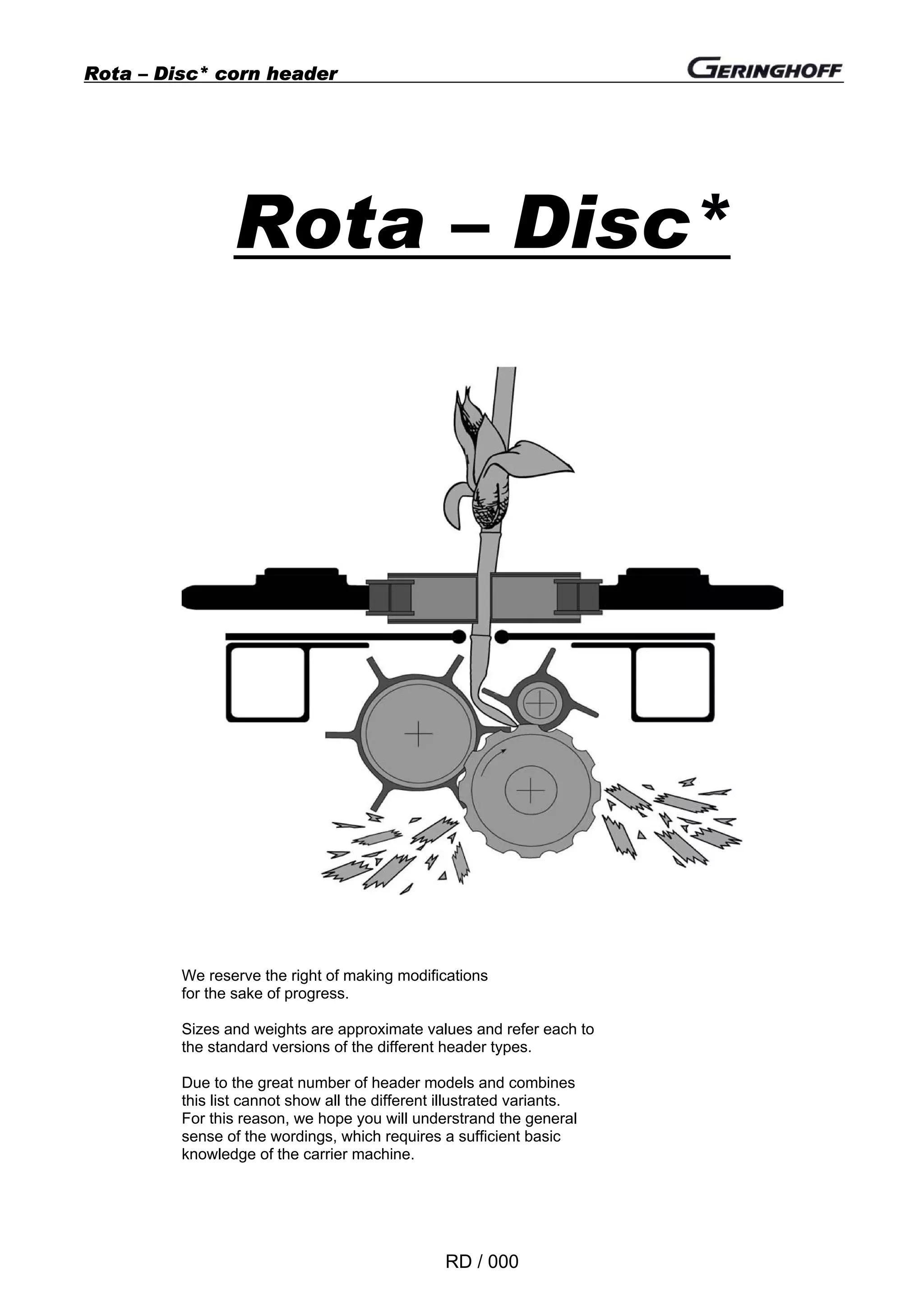 Geringhoff operating instructions Rota disc 2003 | PDF