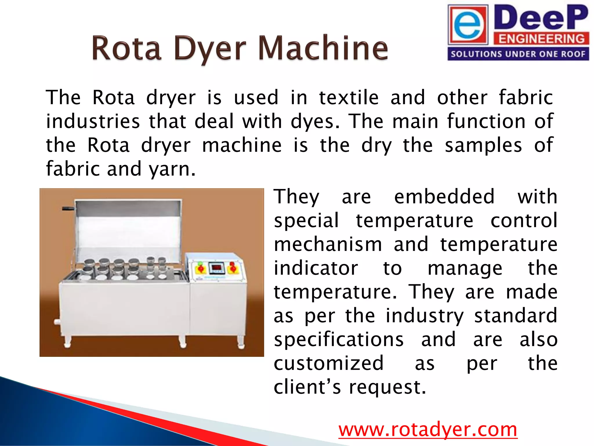 Rota Dyer Machine, Textile Testing Equipment like Hank Dyeing, Cotton ...