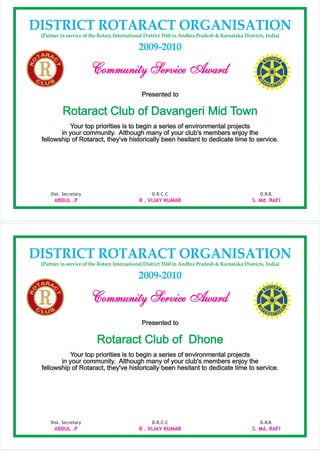 Rotaract certificate final print | PDF
